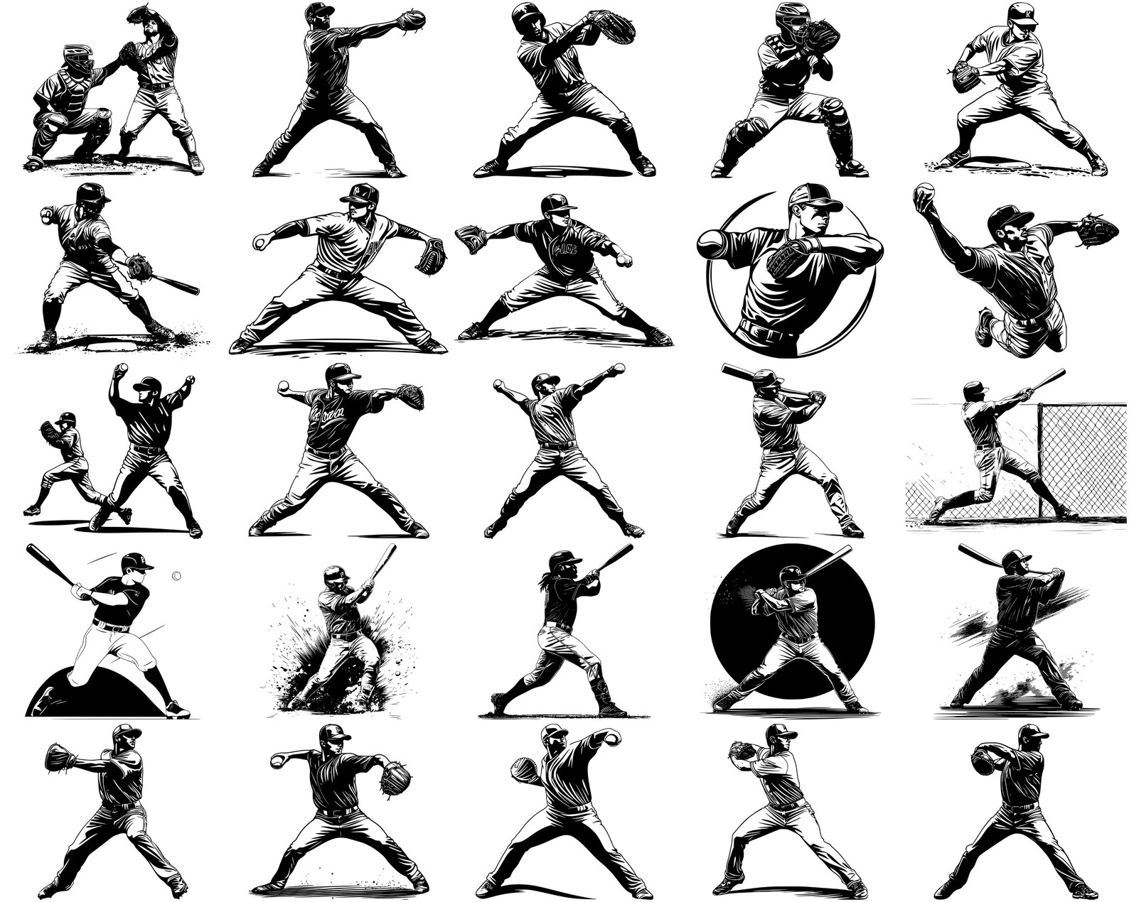Baseball Player SVG Bundle: 100 Action Designs (digital Download) - Etsy