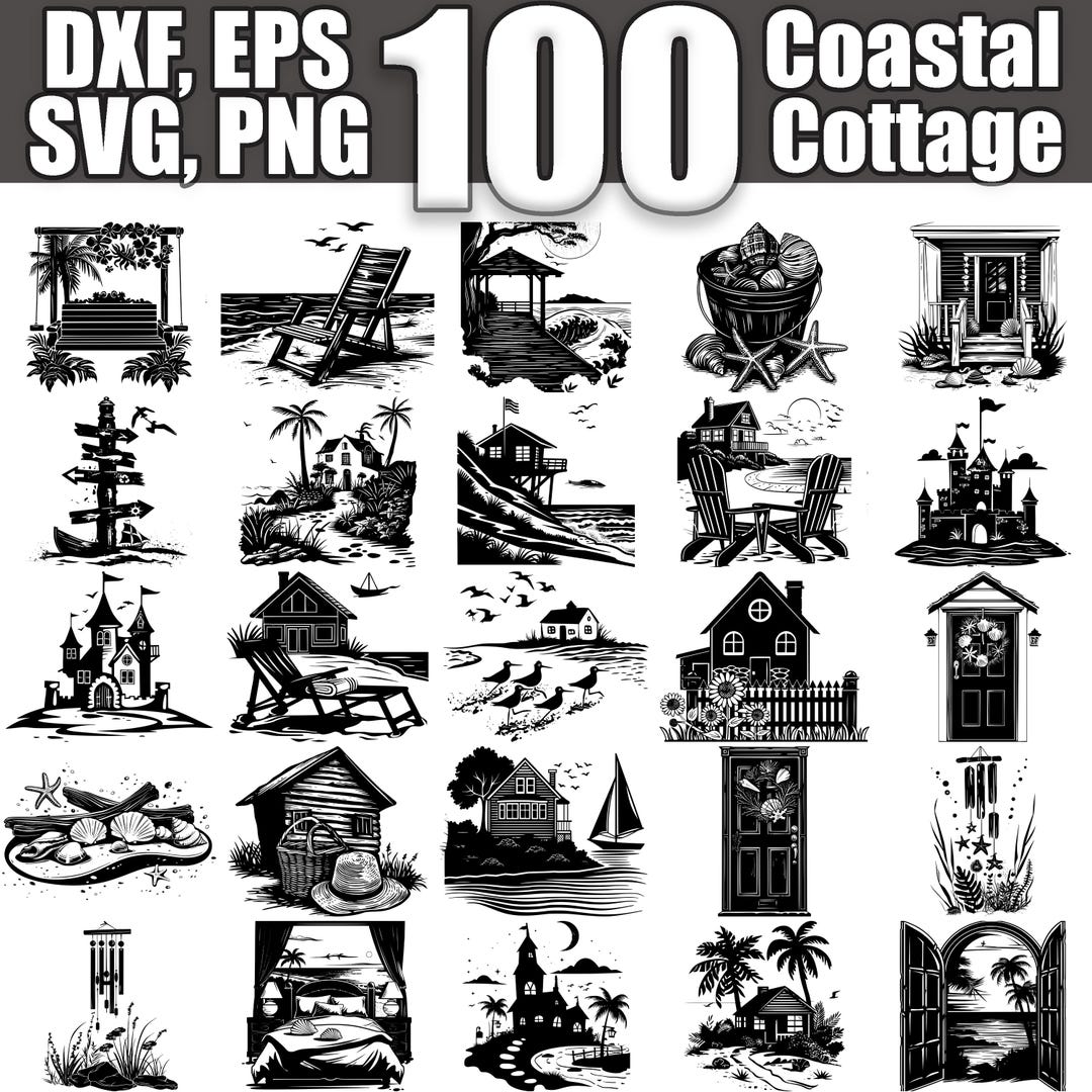Coastal Cottage SVG Bundle, Set of 100, Instant Digital Download Svg ...