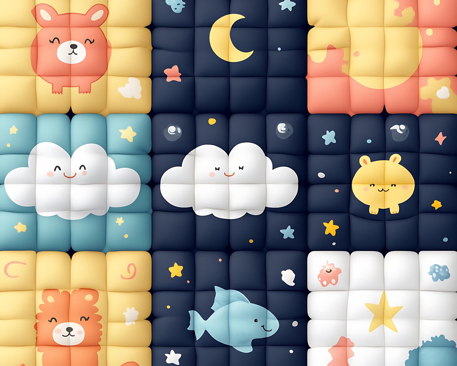 100+ Puffed Quilt Texture Procreate Brushes: Seamless Patterns (digital ...