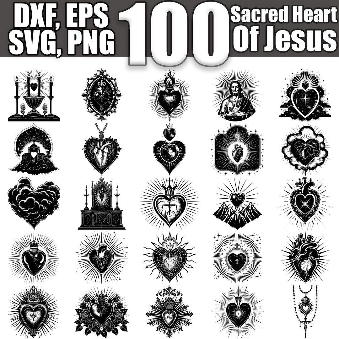 Sacred Heart of Jesus SVG Bundle, Set of 100, Instant Digital Download ...
