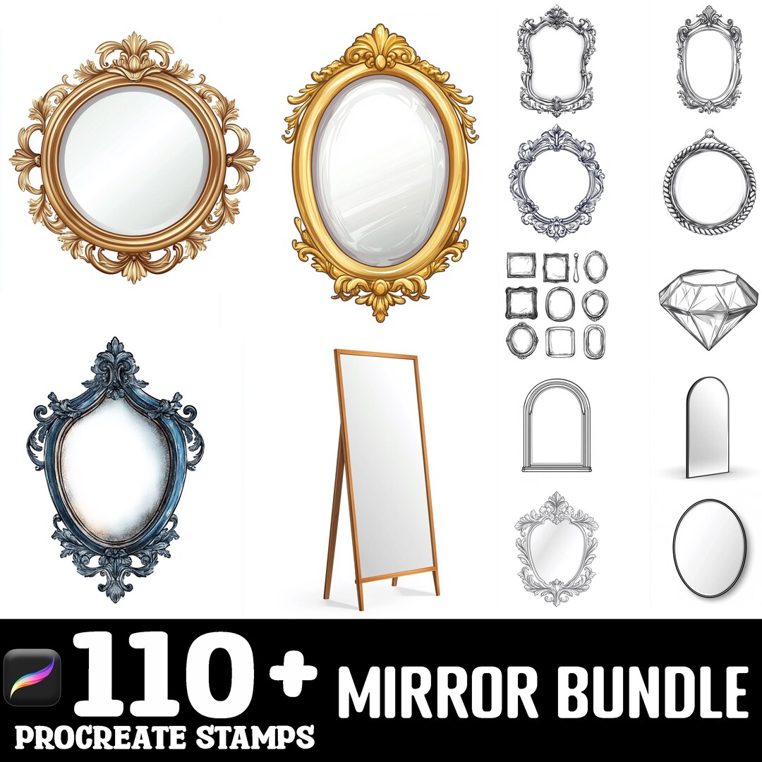 128+ Mirror Procreate Brush Set | Stamps for Procreate | Instant ...