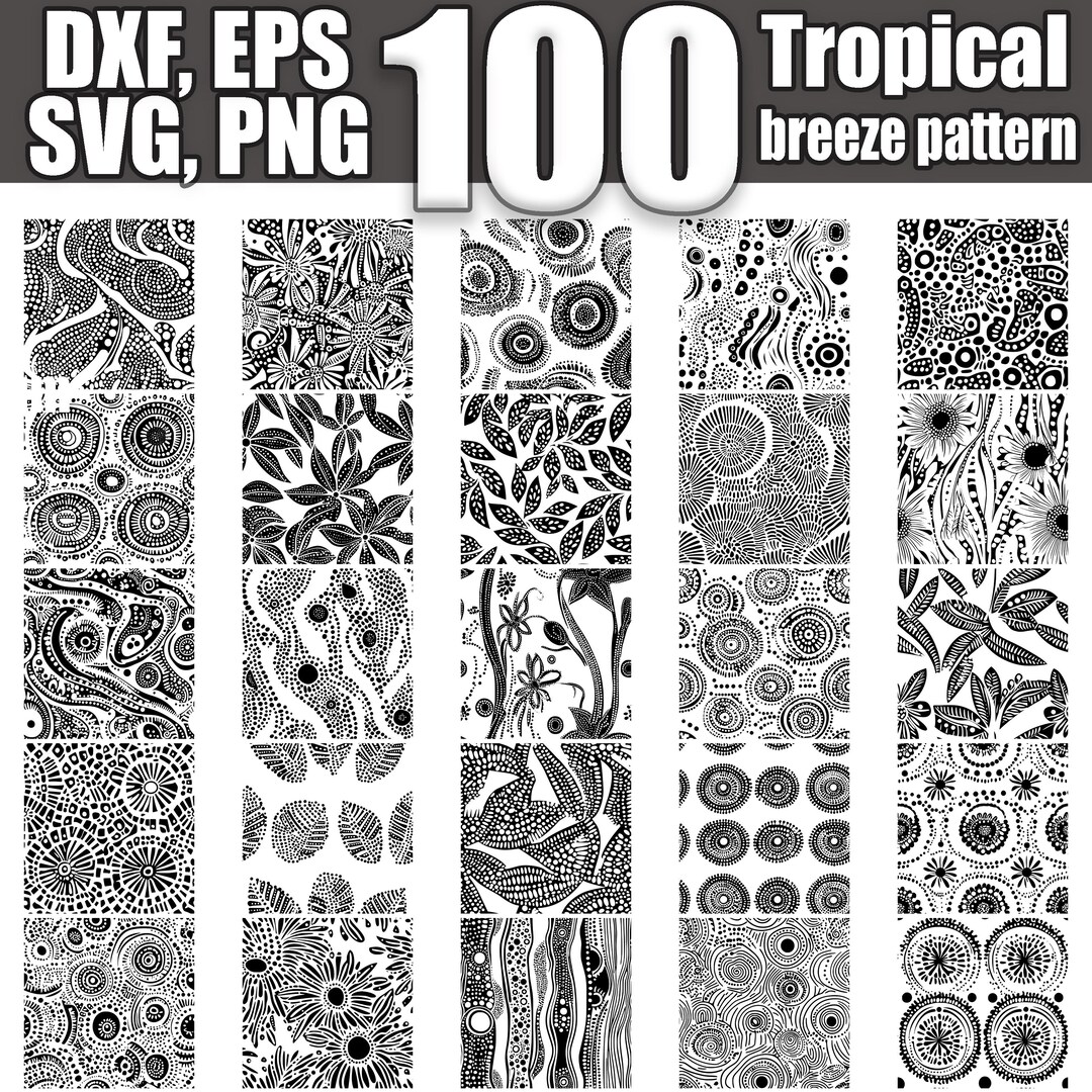Tropical Seamless Pattern SVG Bundle: 100 Floral Designs (digital ...