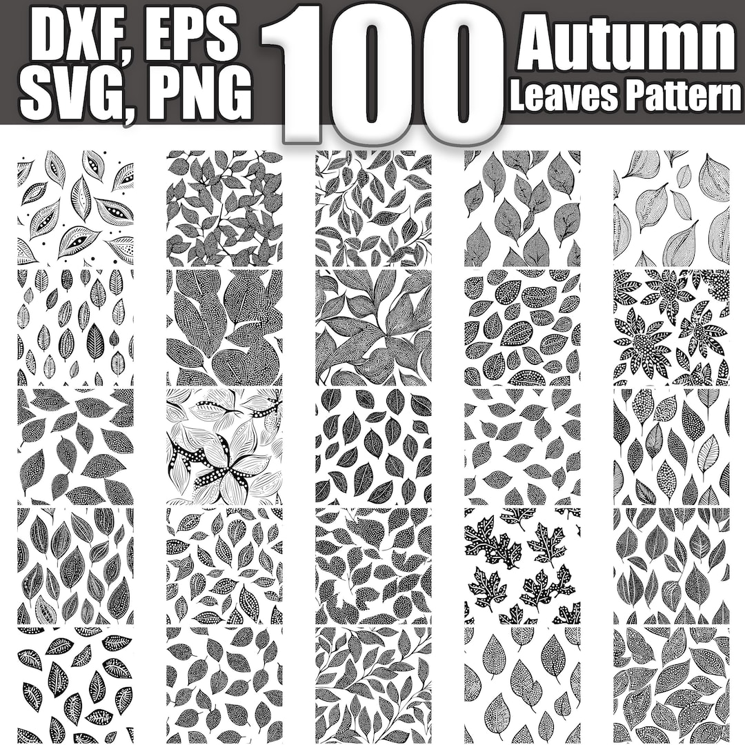Autumn Leaves Seamless Pattern SVG Bundle: 100 Designs (digital ...