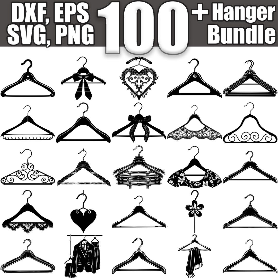 Hanger SVG Bundle, Set of 100, Instant Digital Download Svg Png Dxf Eps ...