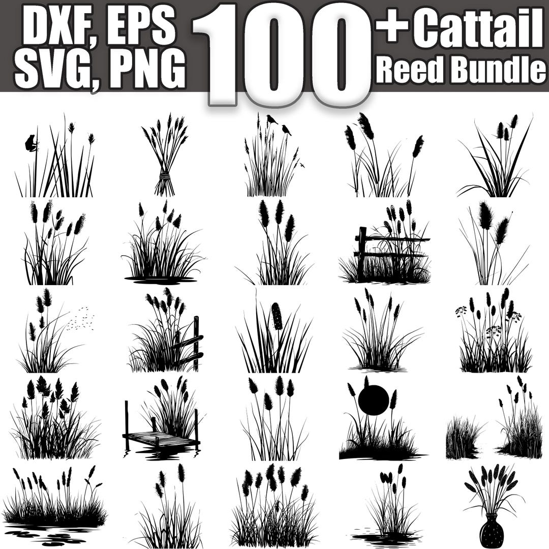 Cattail Reed SVG Bundle, Set of 100, Instant Digital Download Svg Png ...