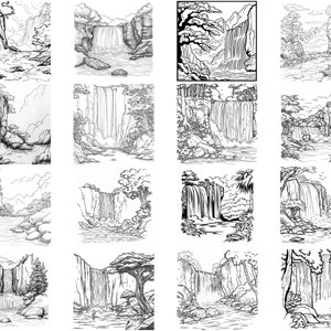 150+ Waterfall Scene Procreate Brush Set | Stamps for Procreate ...