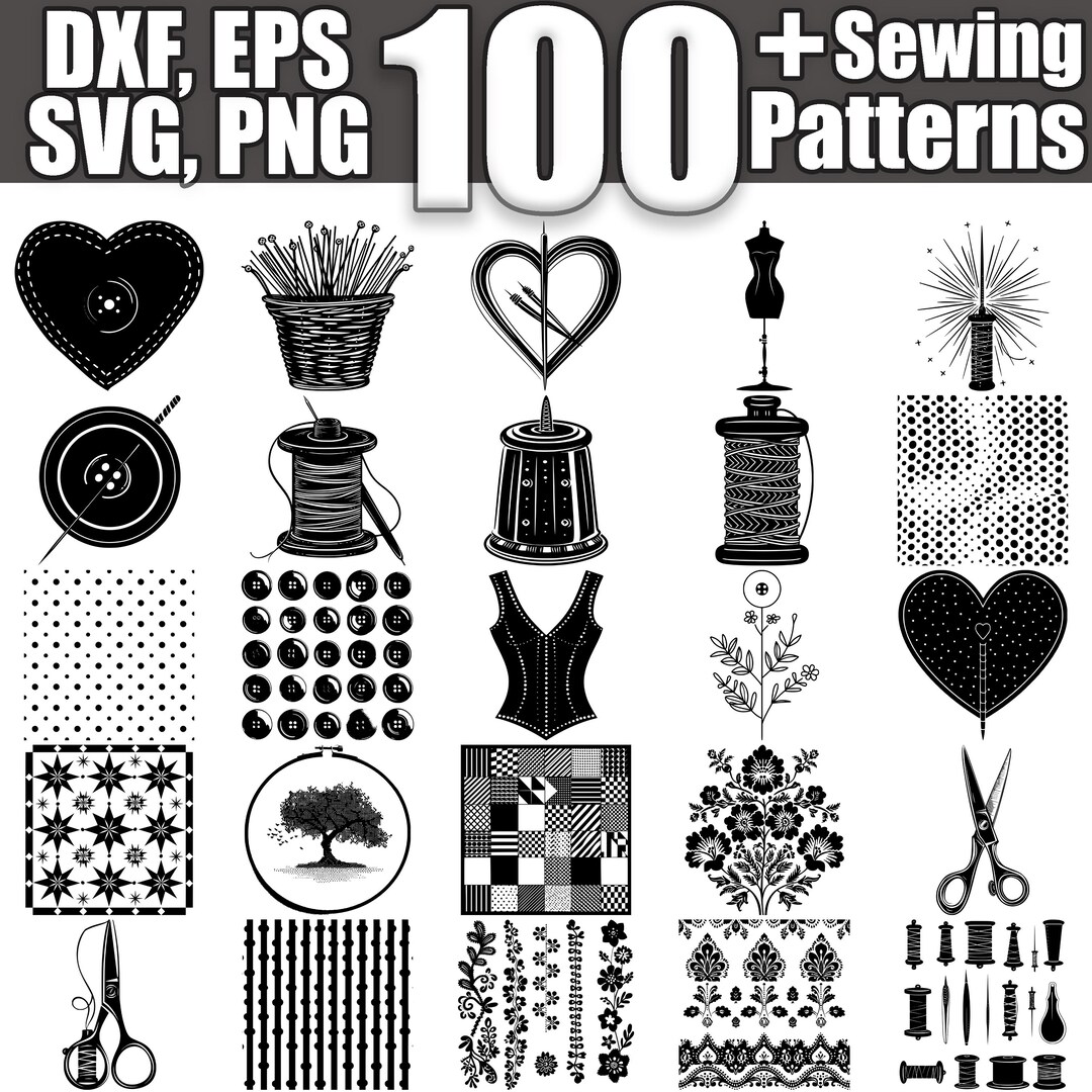 Sewing Patterns SVG Bundle, Set of 100, Instant Digital Download Svg ...