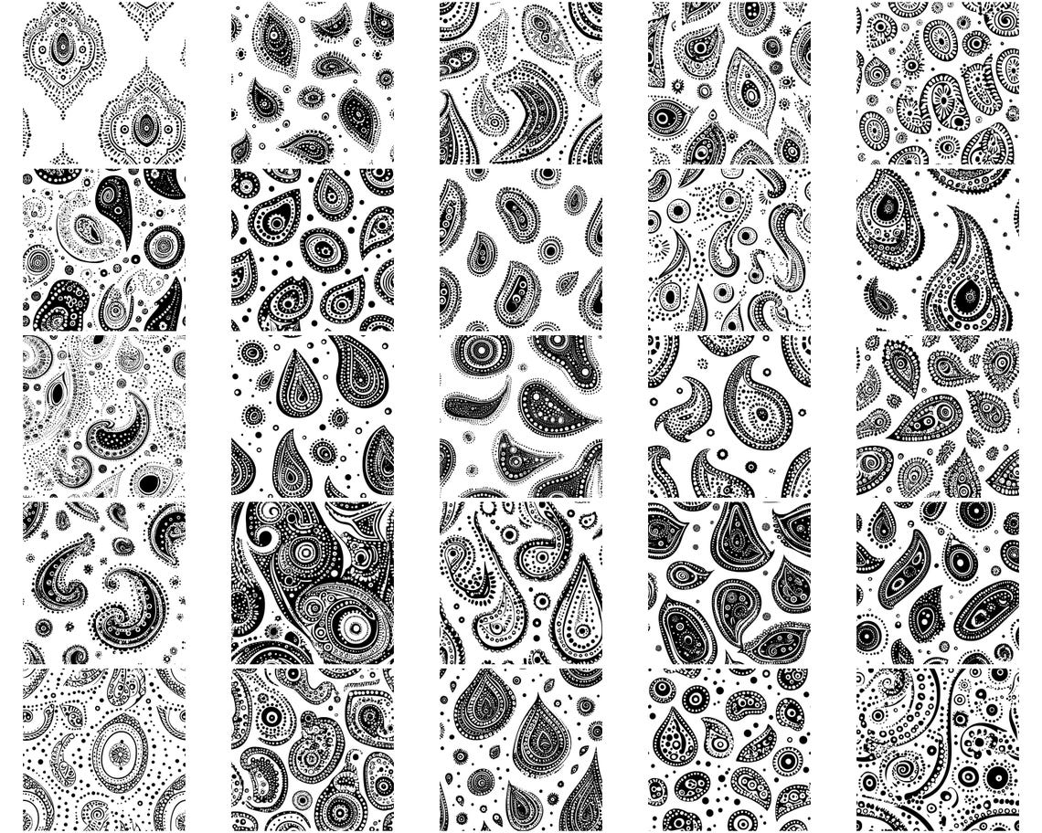 Bohemian Paisley Seamless Pattern SVG Bundle: 100 Designs (digital ...