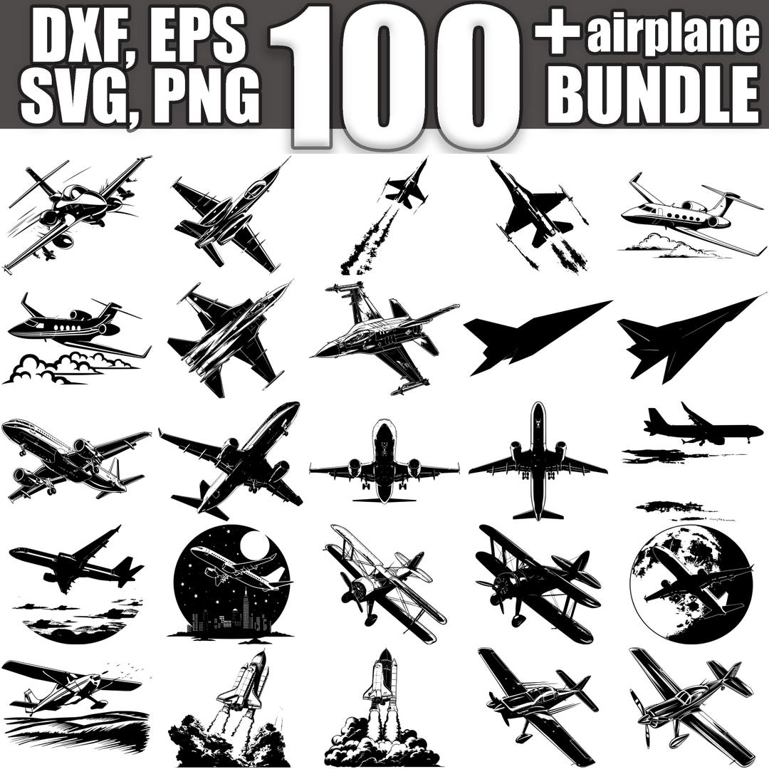 Airplane SVG Bundle, Set of 100, Instant Digital Download Svg Png Dxf ...