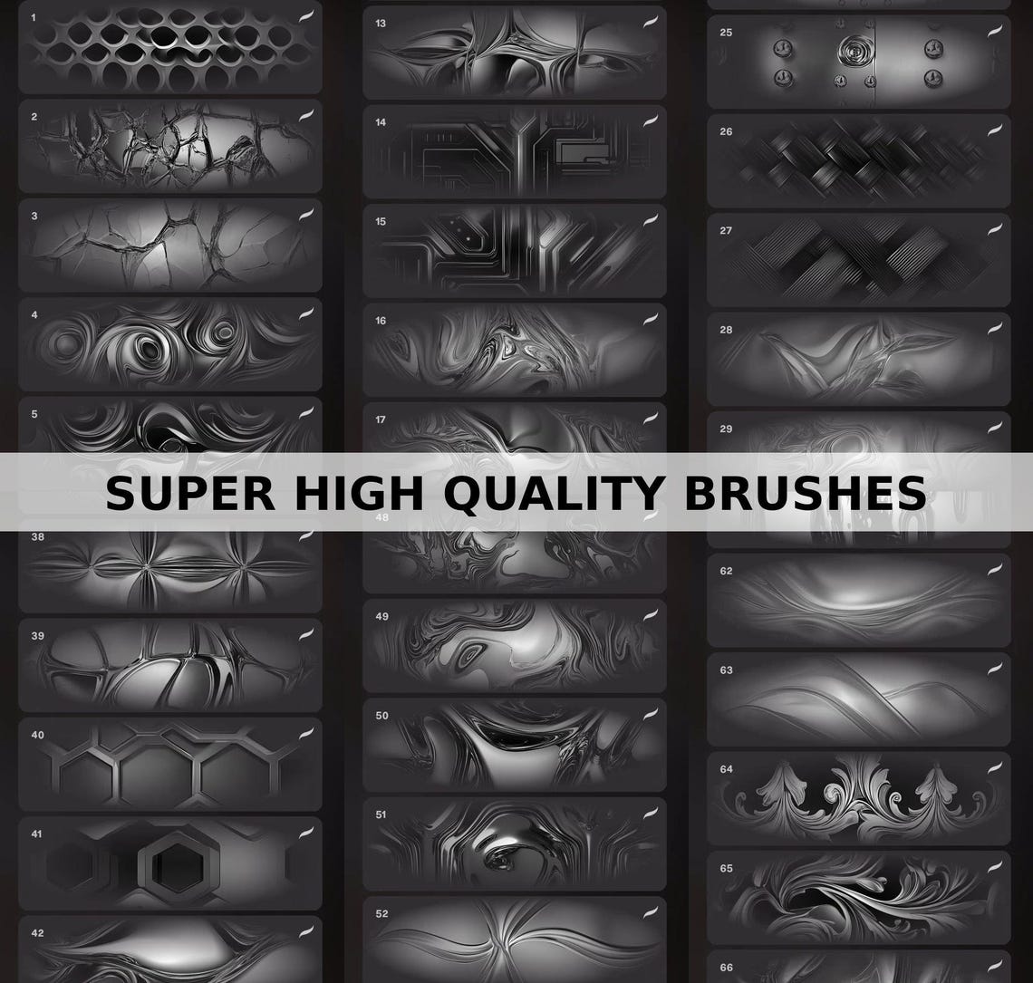 Chrome Texture Procreate Brushes: 100+ Seamless Metal Patterns (instant ...