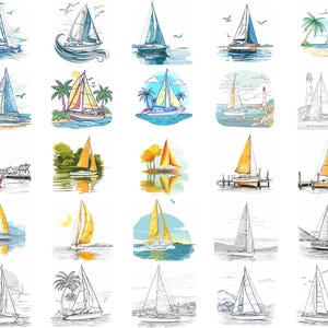 128+ Sailboat Procreate Brush Set | Stamps for Procreate | Instant ...