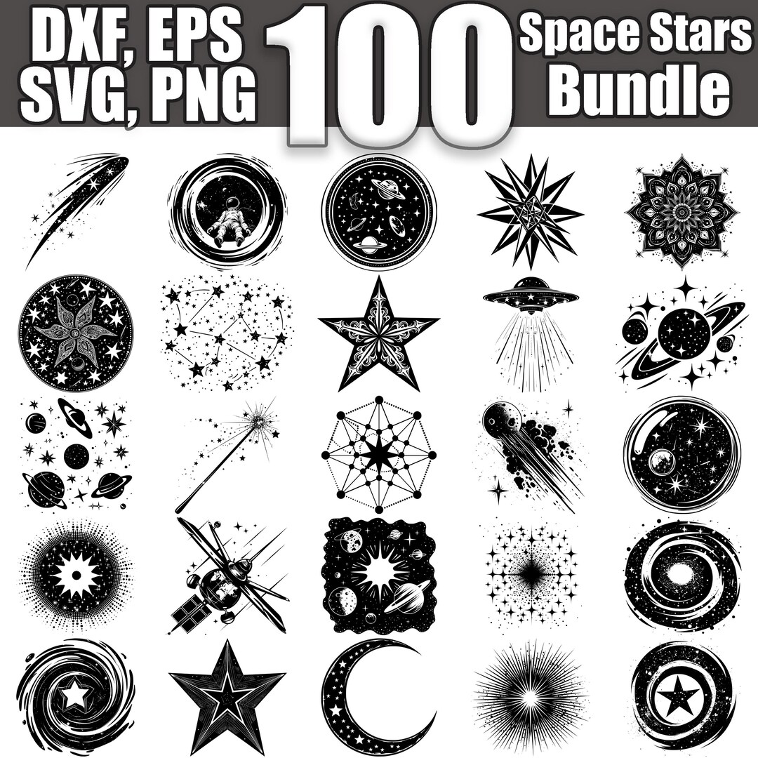 Space Stars SVG Bundle, Set of 100, Instant Digital Download Svg Png ...