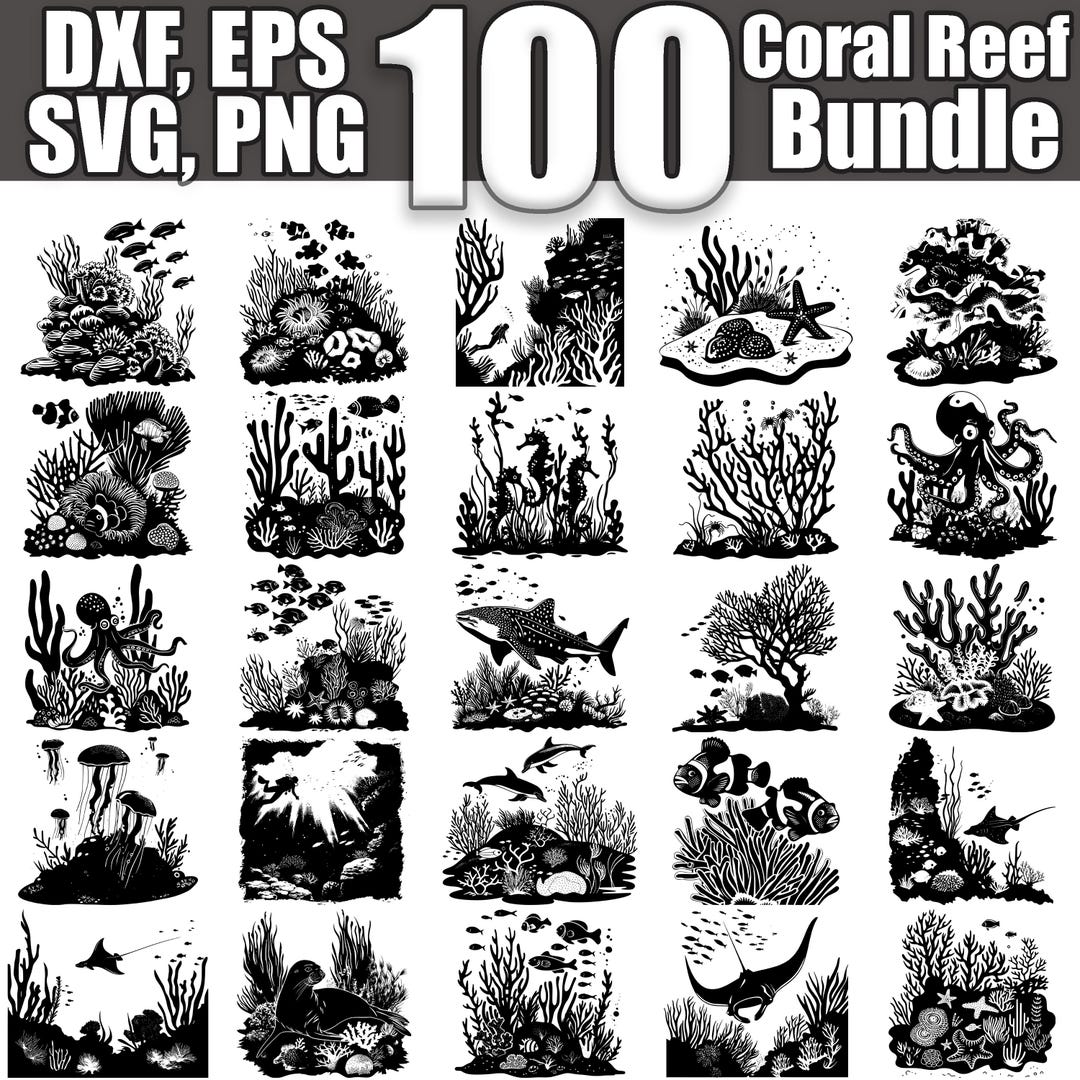 Coral Reef SVG Bundle, Set of 100, Instant Digital Download Svg Png Dxf ...