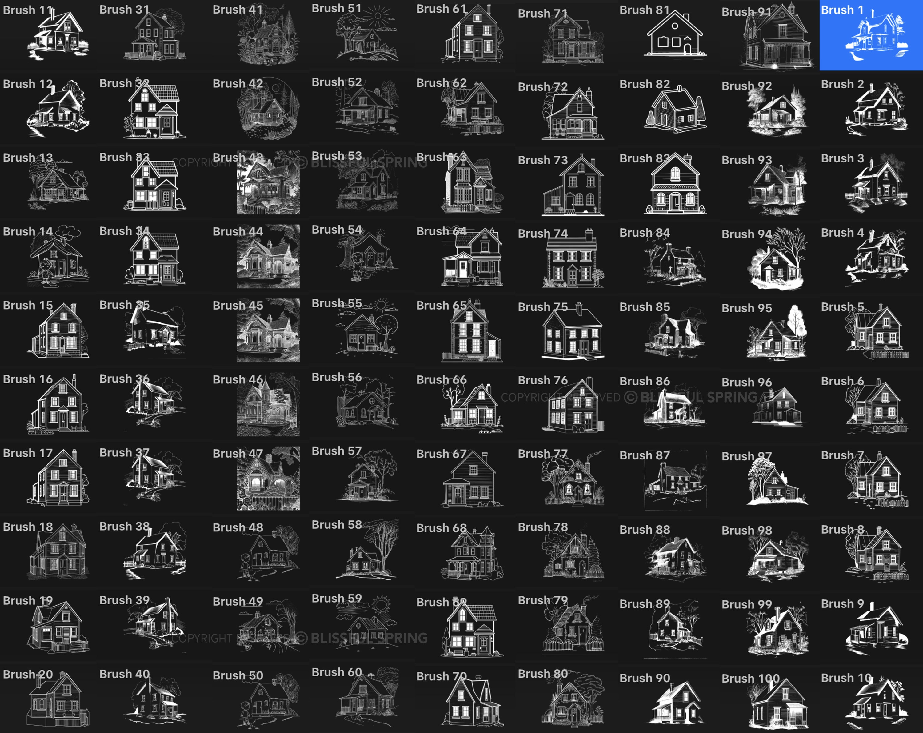 100+ Procreate House Brushes, House Stamp Guides, Modern Houses ...