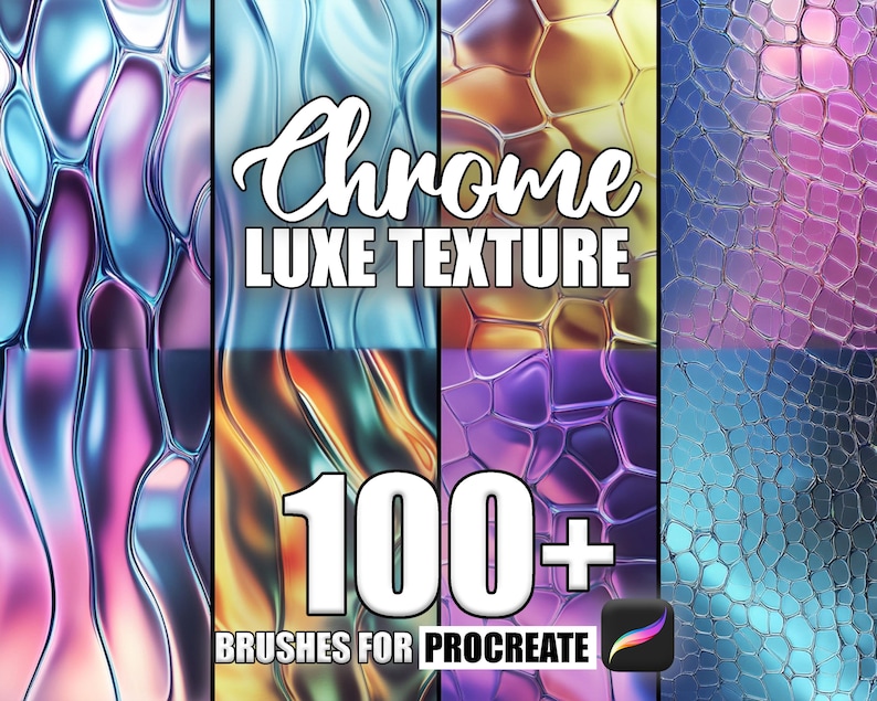 Chrome Texture Procreate Brushes: 100+ Seamless Metal Patterns (instant ...