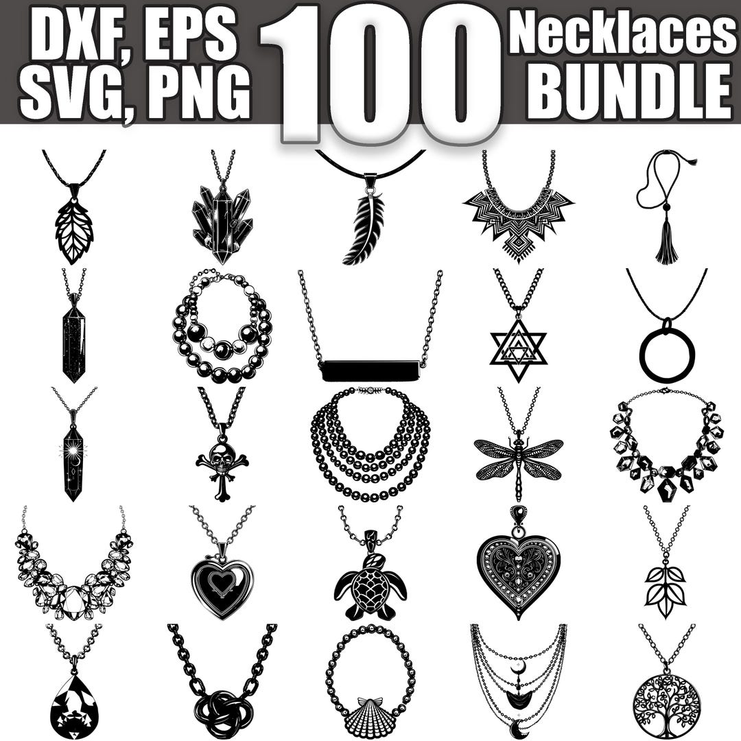 Necklaces SVG Bundle, Set of 100, Instant Digital Download Svg Png Dxf ...