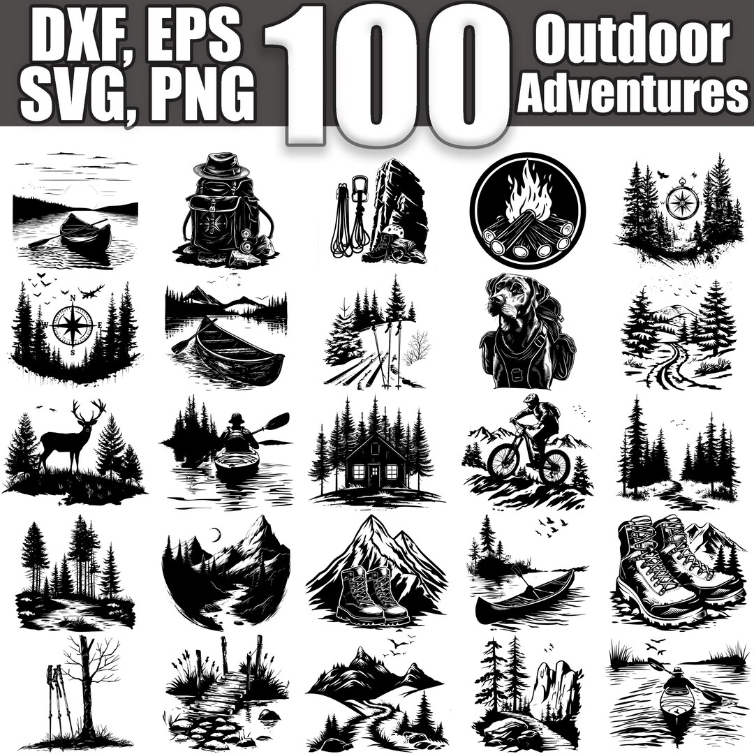 Outdoor Adventures SVG Bundle, Set of 100, Instant Digital Download Svg ...