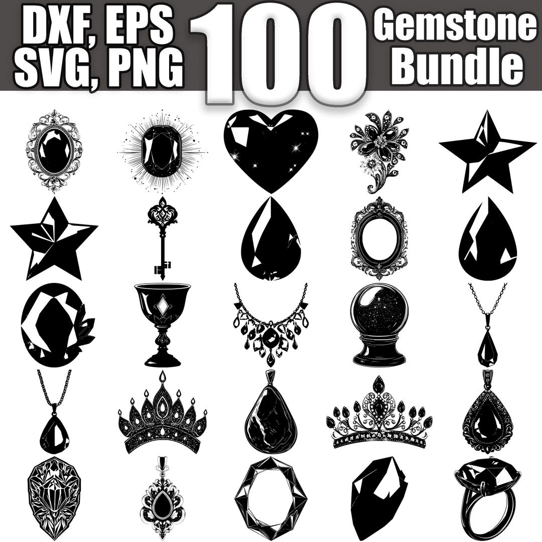 Gemstone SVG Bundle, Set of 100, Instant Digital Download Svg Png Dxf ...