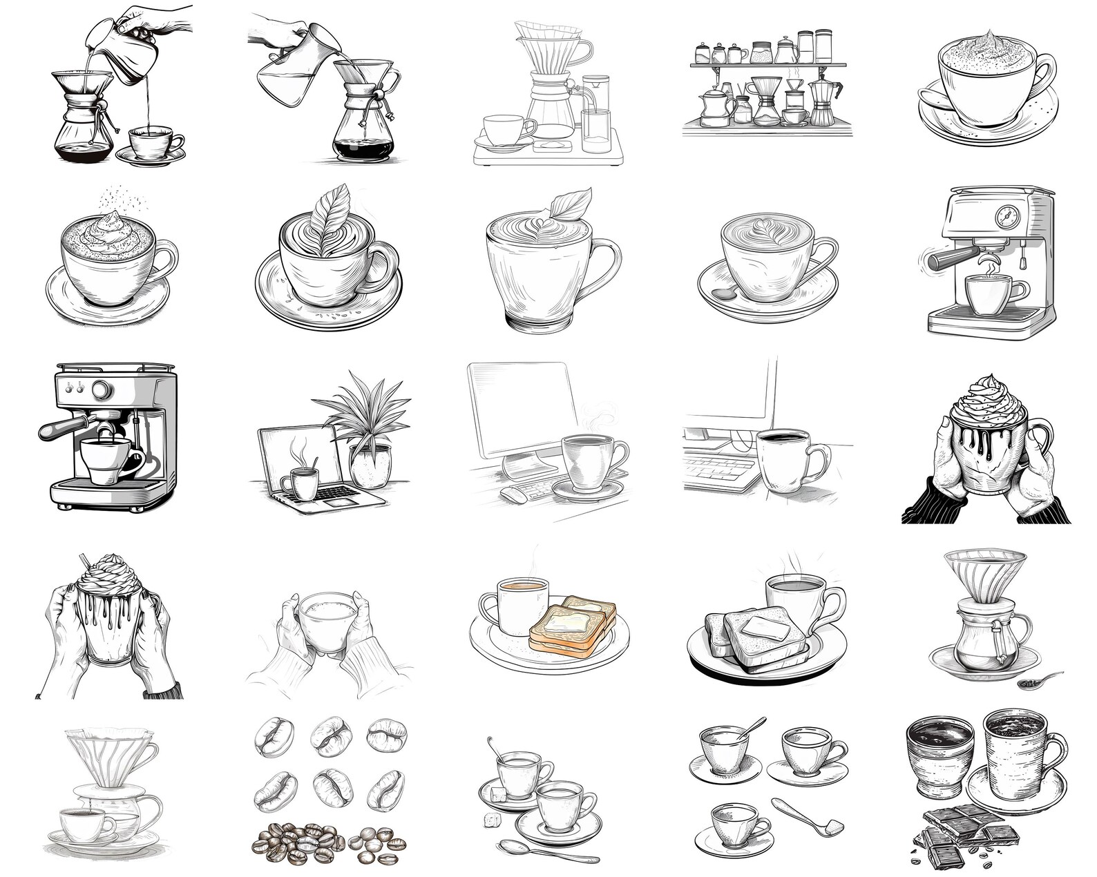 100+ Coffee Break Procreate Brush Set | Procreate Stamp Brushes ...