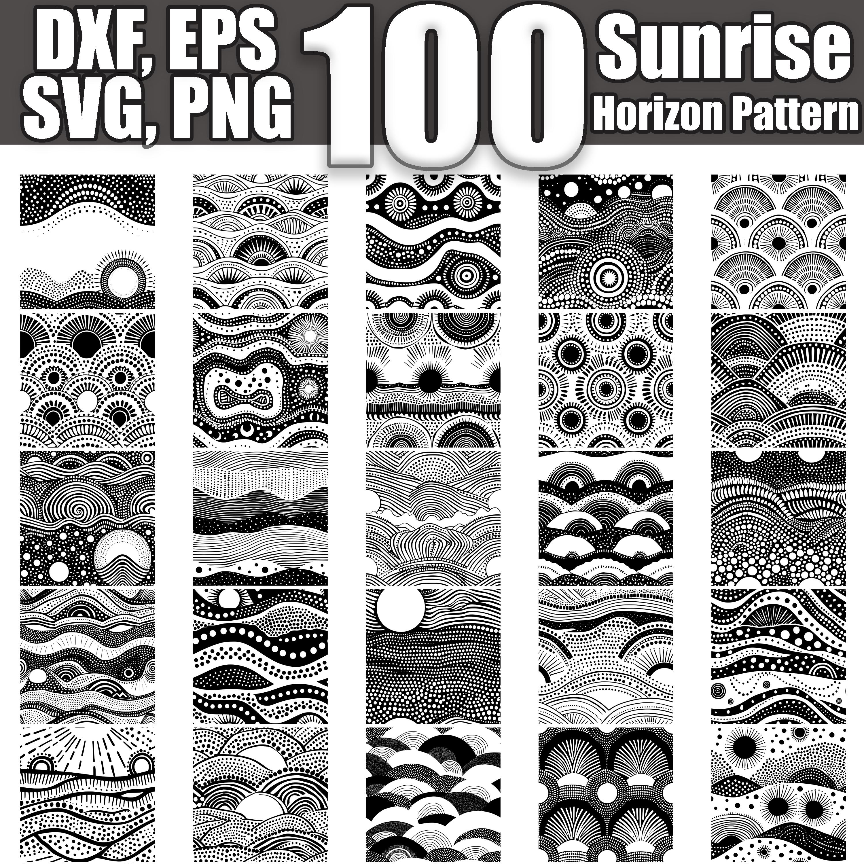 Sun Horizon Seamless Pattern SVG Bundle: 100 Sunset Sunrise Designs ...