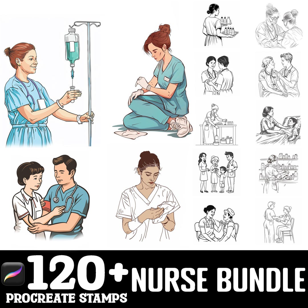 100 Nurse Procreate Brush Set Procreate Stamp Brushes Instant