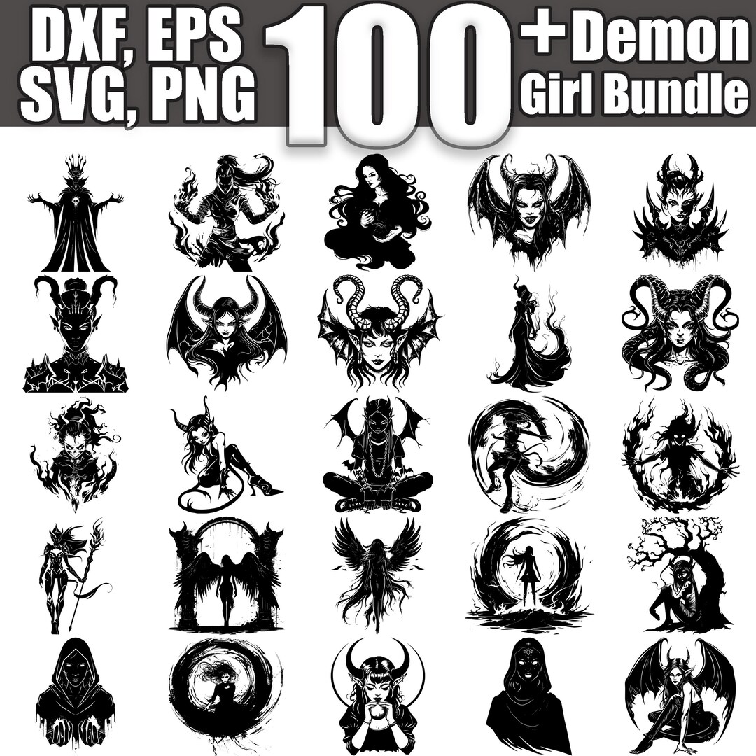 Demon Girl SVG Bundle, Set of 100, Instant Digital Download Svg Png Dxf ...