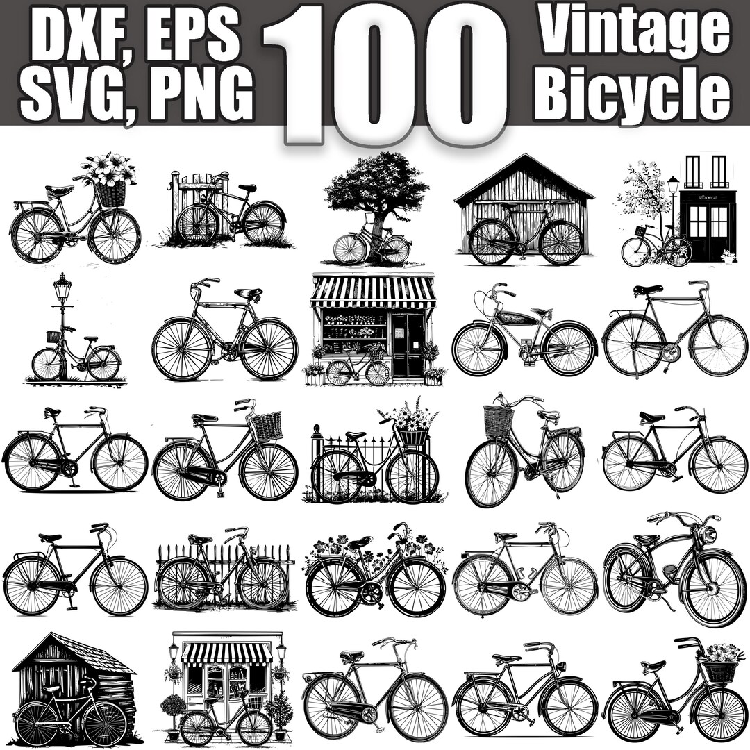 Vintage Bicycle SVG Bundle, Set of 100, Instant Digital Download Svg ...