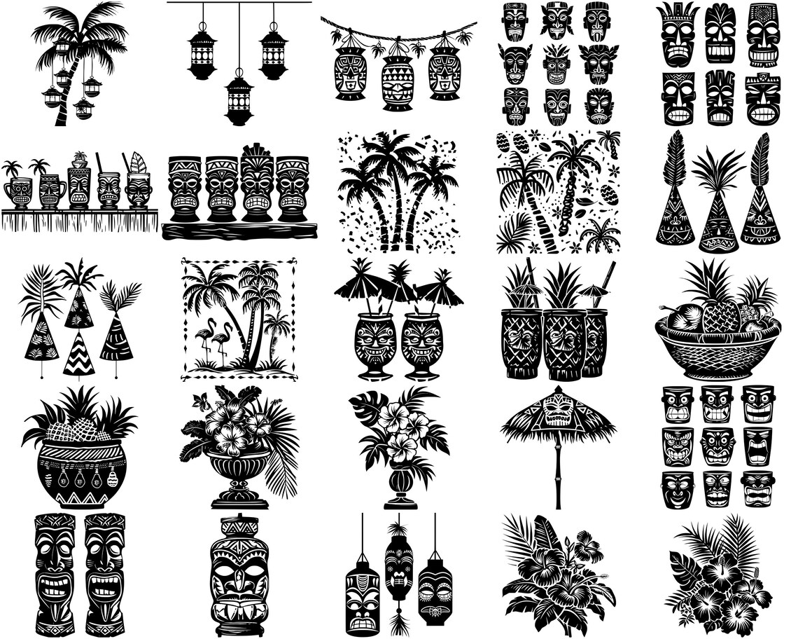 Tiki Party SVG Bundle, Set of 100, Instant Digital Download Svg Png Dxf ...