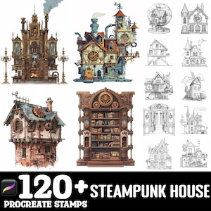 100+ Steampunk House Procreate Brush Set | Procreate Stamp Brushes ...