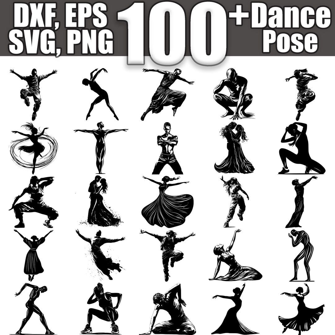 Dance Pose SVG Bundle, Set of 100, Instant Digital Download Svg Png Dxf ...
