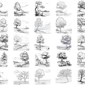 128+ Tree Lake by Nature Procreate Brush Set | Stamps for Procreate ...