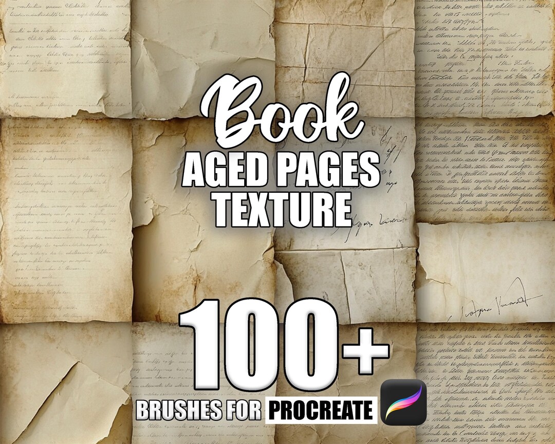 100+ Aged Book Pages Texture Procreate Pattern Brushes, Seamless ...