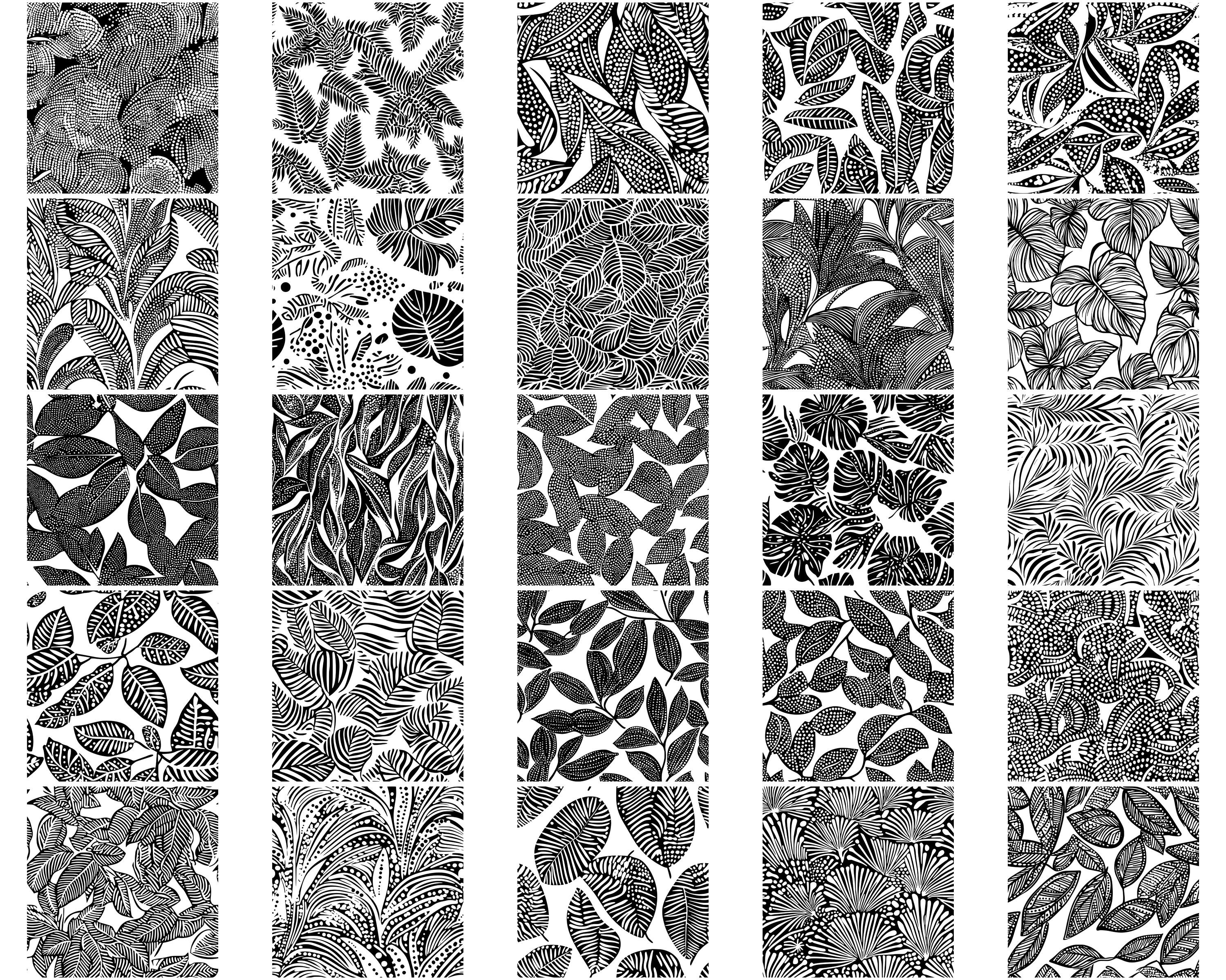 Jungle Leaves Seamless Pattern SVG Bundle: 100 Tropical Designs ...