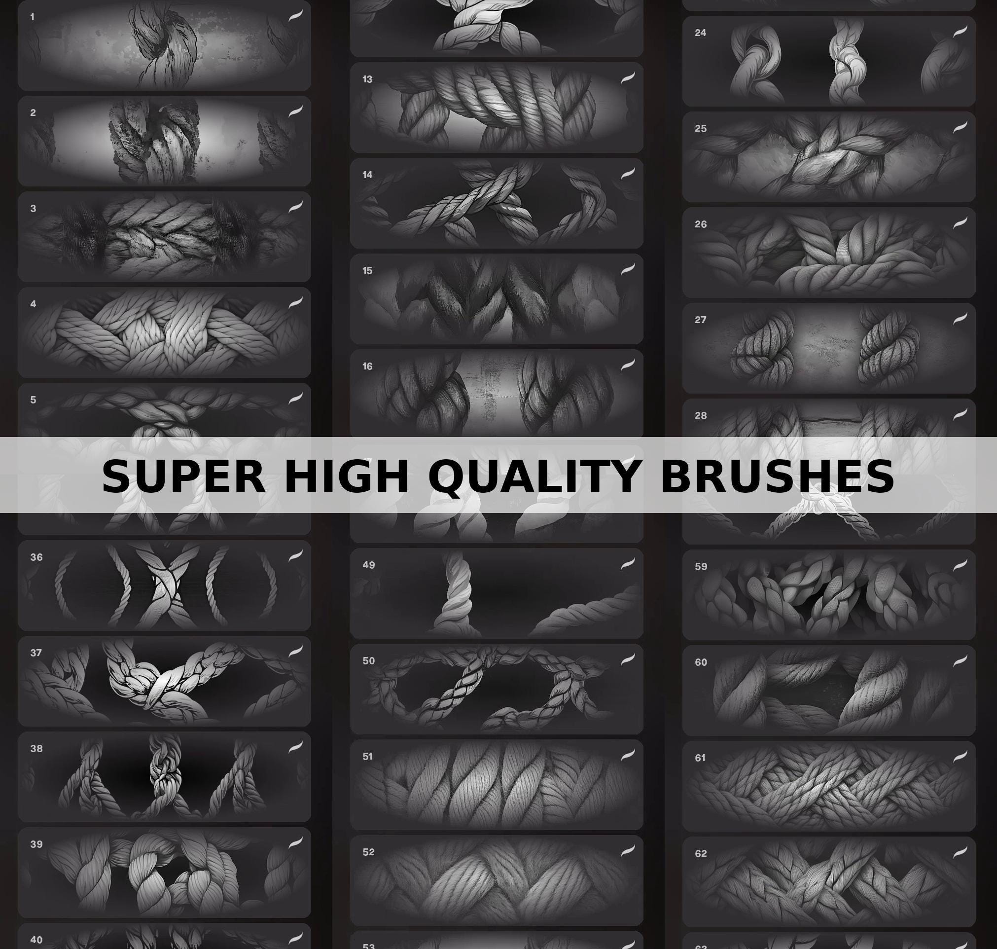 Braided Rope Procreate Brushes: 100+ Seamless Texture Patterns (digital ...