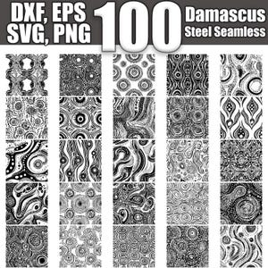 Damascus Steel Seamless Pattern SVG Bundle, Set of 100, Instant Digital ...