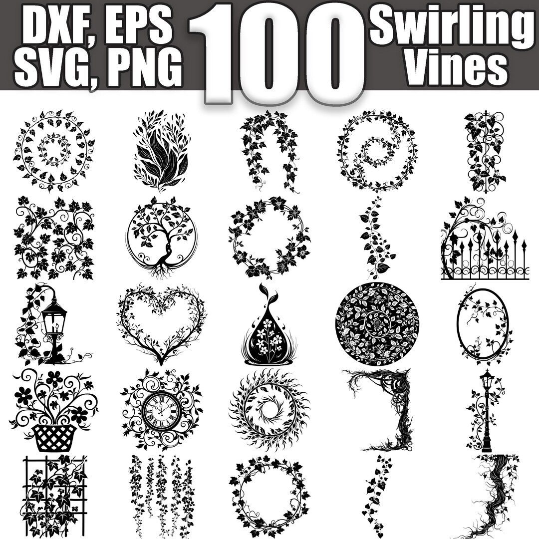 Swirling Vines SVG Bundle, Set of 100, Instant Digital Download Svg Png ...