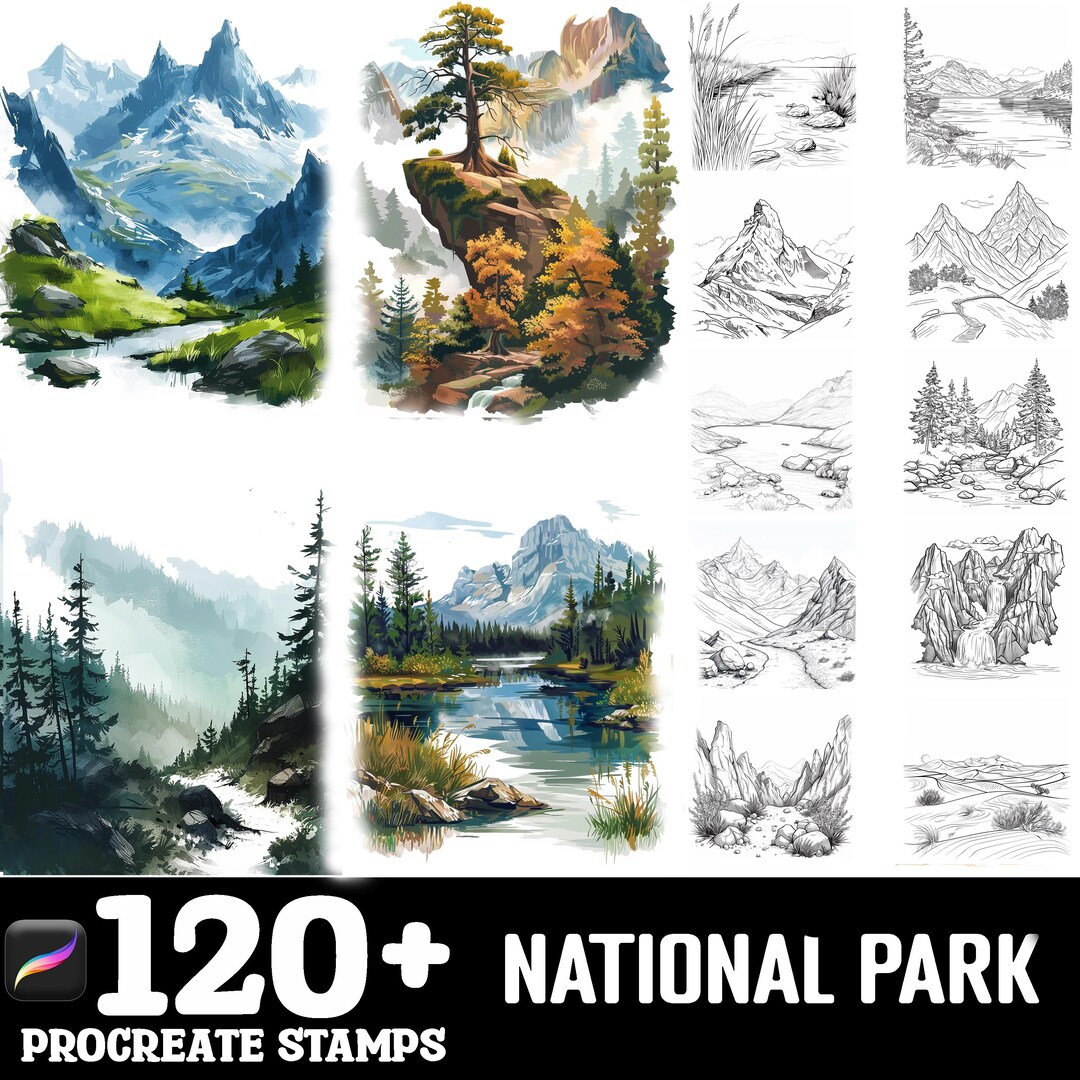 128+ National Park Procreate Brush Set | Stamps for Procreate | Instant ...