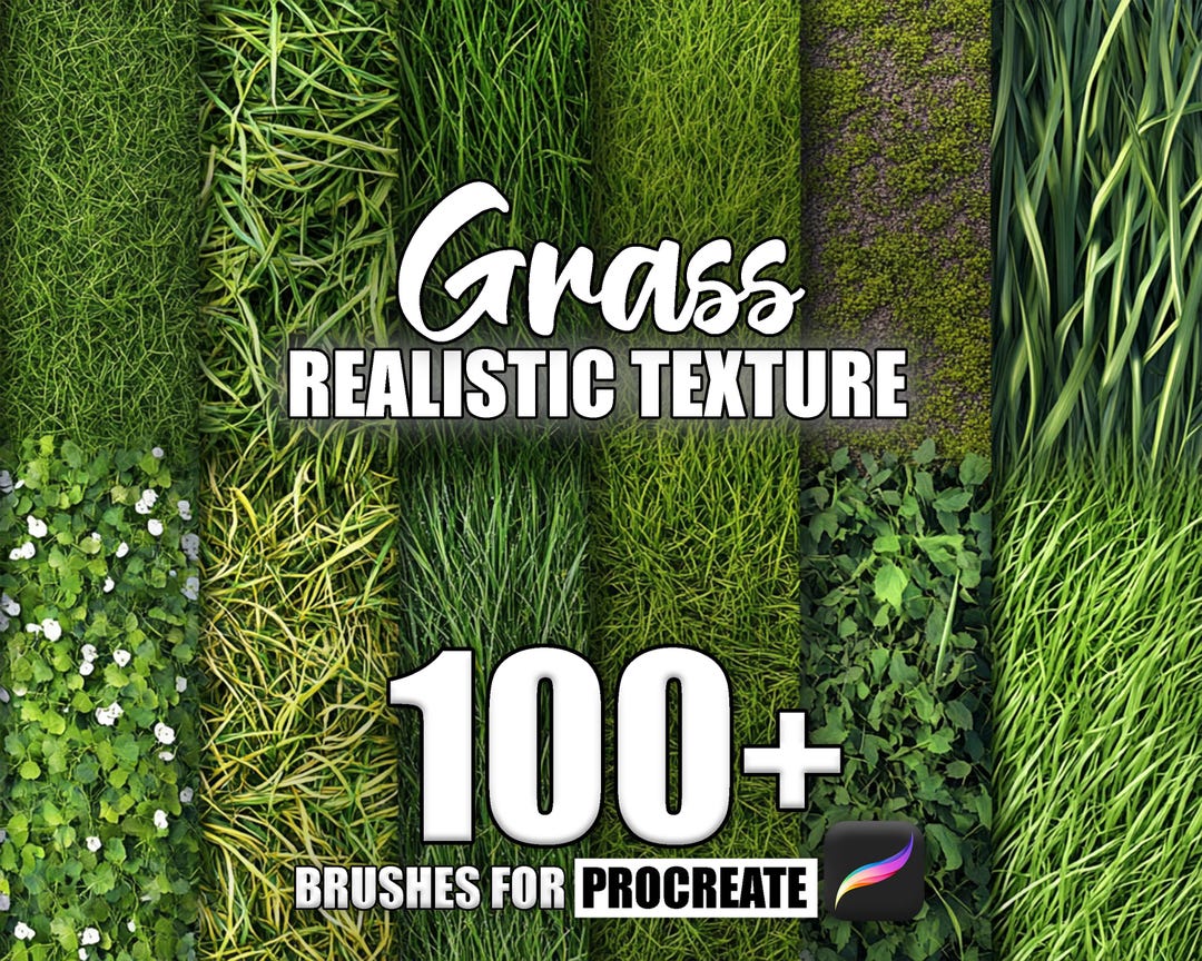 100+ Grass Texture Procreate Brushes: Seamless Pattern Brush Set ...