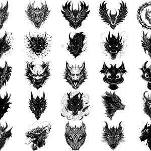 Dragon Face SVG Bundle, Set of 100, Instant Digital Download Svg Png ...