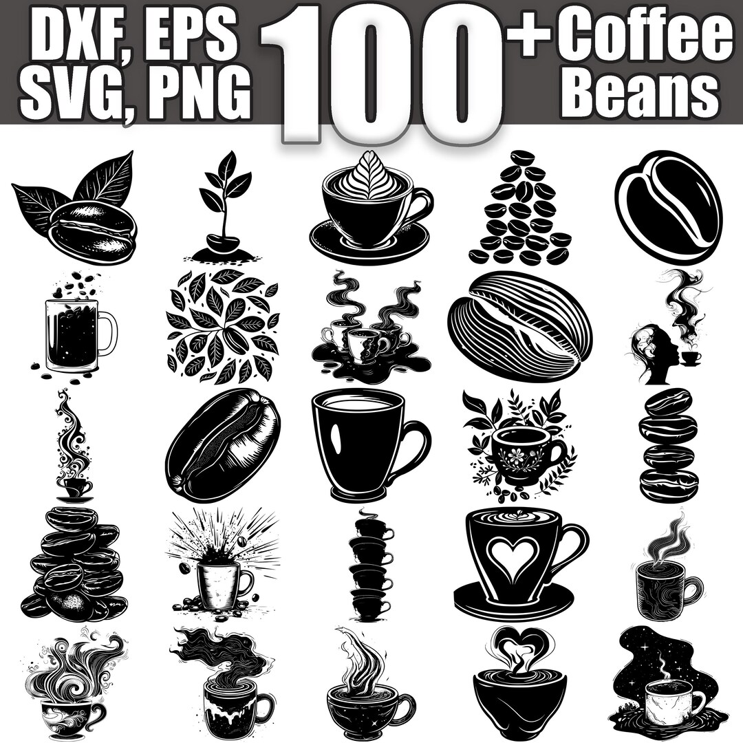 Coffee Beans SVG Bundle, Set of 100, Instant Digital Download Svg Png ...