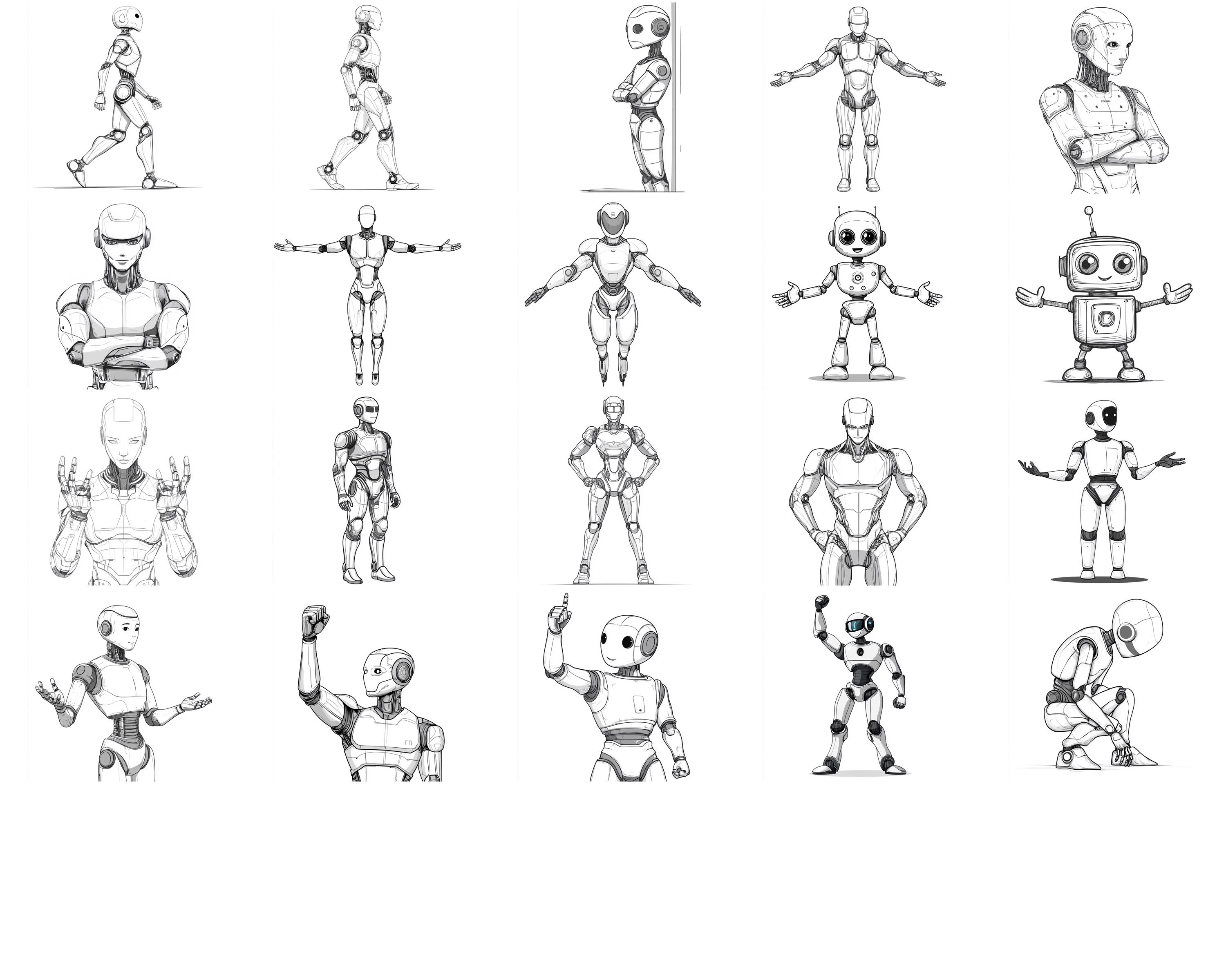 120+ Ai Robot Pose Procreate Brush Set | Stamps for Procreate | Instant ...