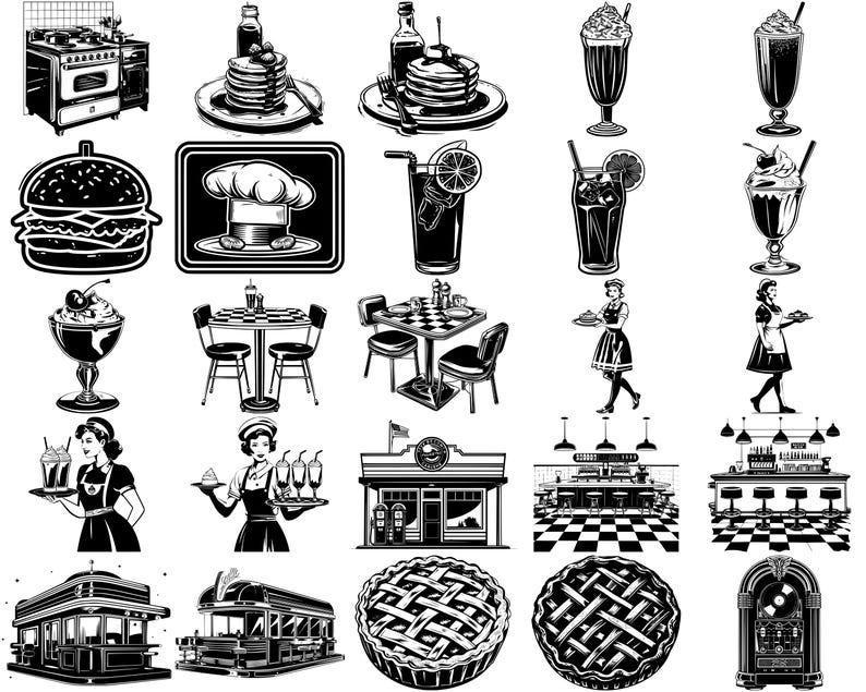 Retro Diner SVG Bundle, Set of 100, Instant Digital Download Svg Png ...