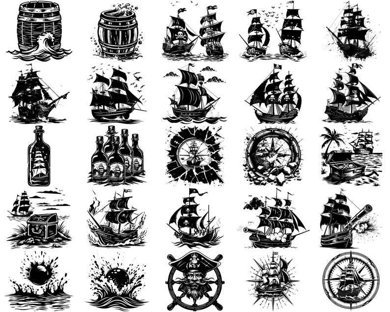 Pirate Ship SVG Bundle, Set of 100, Instant Digital Download Svg Png ...
