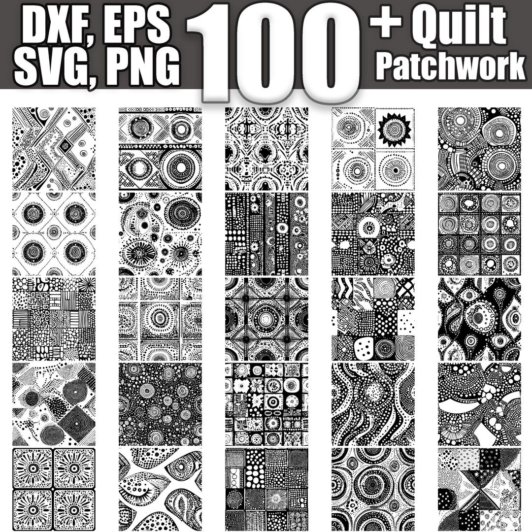 Quilt Patchwork Pattern SVG Bundle: 100 Seamless Designs (digital ...
