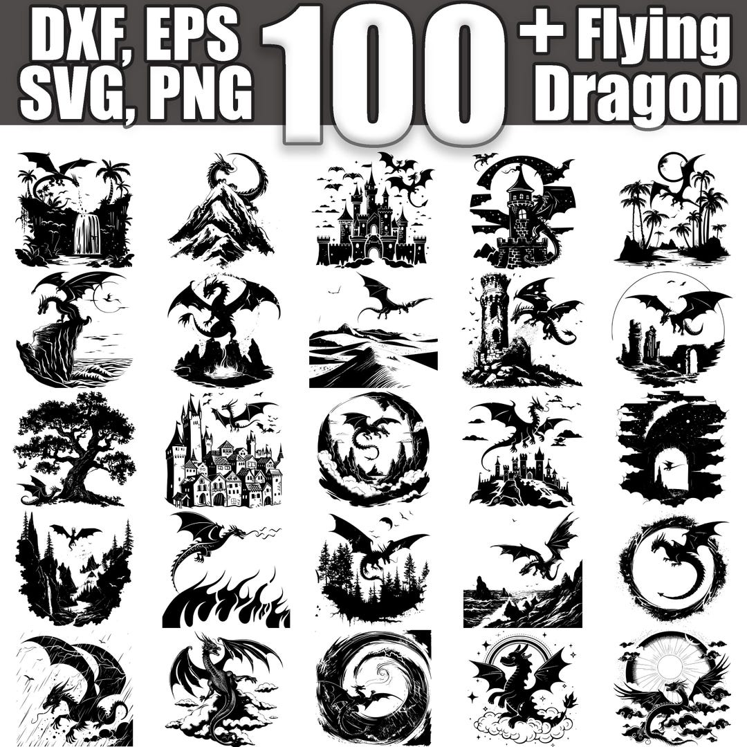 Flying Dragon SVG Bundle, Set of 100, Instant Digital Download Svg Png ...