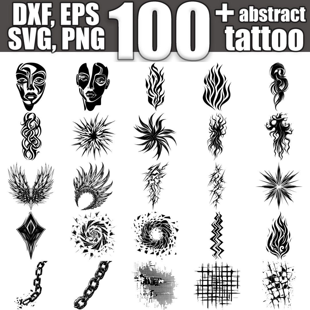 Abstract Tattoo SVG Bundle, Set of 100, Instant Digital Download Svg ...