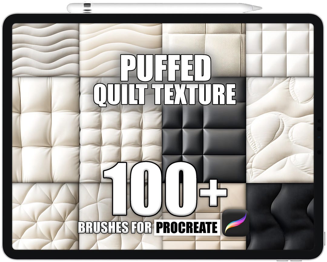 100+ Puffed Quilt Texture Procreate Brushes: Seamless Patterns (digital ...
