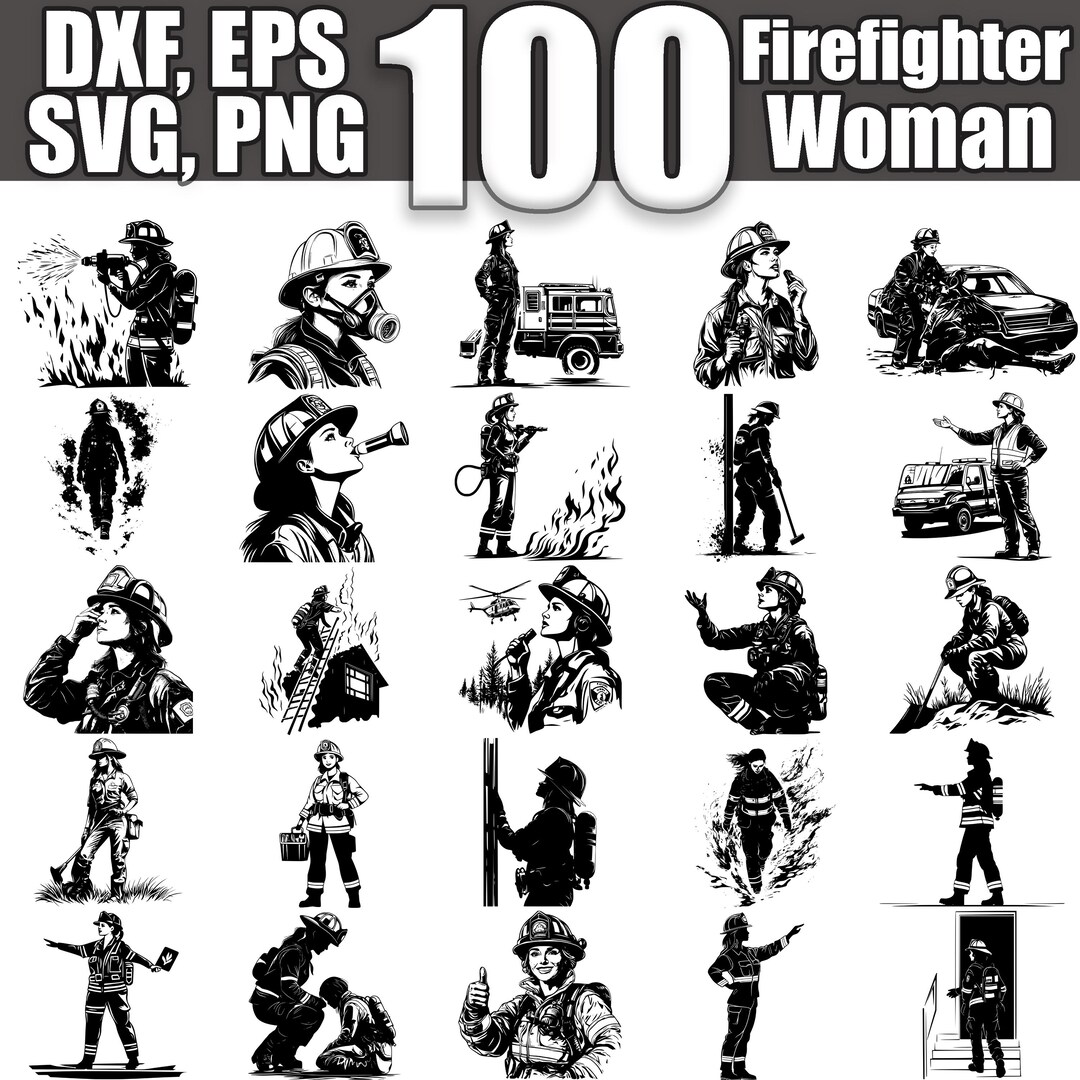 Firefighter Woman SVG Bundle: 100 Heroic Designs (digital Download) - Etsy