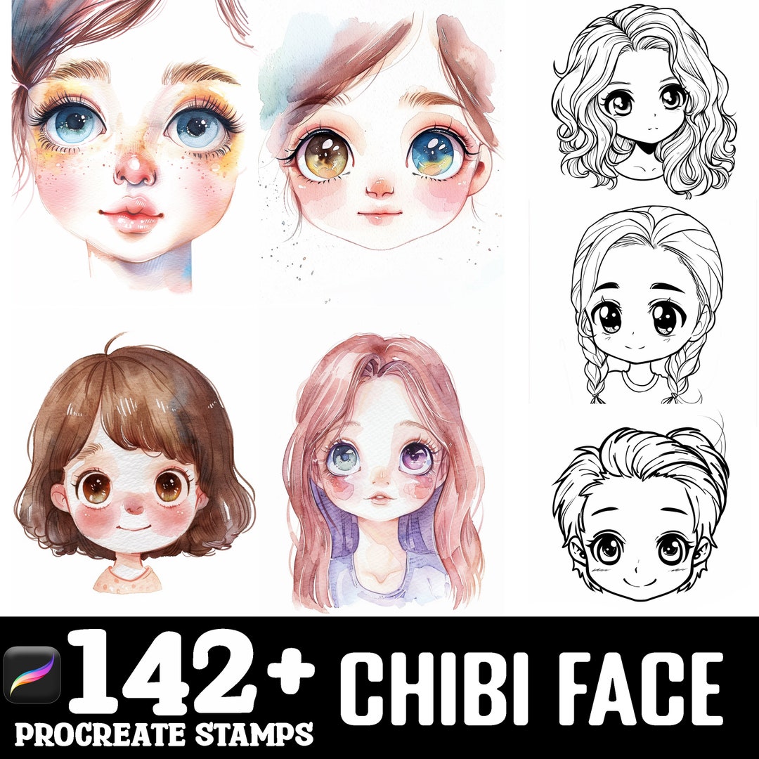 151+ Chibi Face Procreate Brush Set | Stamps for Procreate | Instant ...