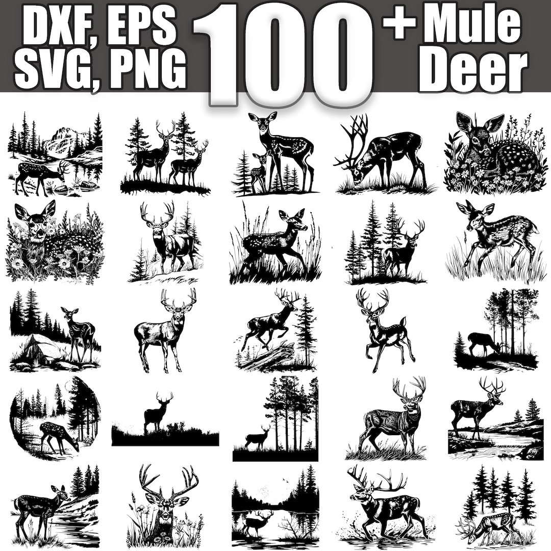 Mule Deer SVG Bundle, Set of 100, Instant Digital Download Svg Png Dxf ...